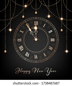Clock Face Golden Numbers Sparkling Hands Stock Vector (Royalty Free ...