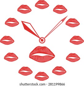 Clock Female Lips On White Background Stock Vector (Royalty Free ...