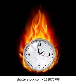 Clock Fire Illustration On Black Background Stock Vector (Royalty Free ...