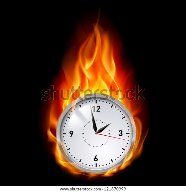 Clock Fire Illustration On Black Background Stock Vector (Royalty Free ...