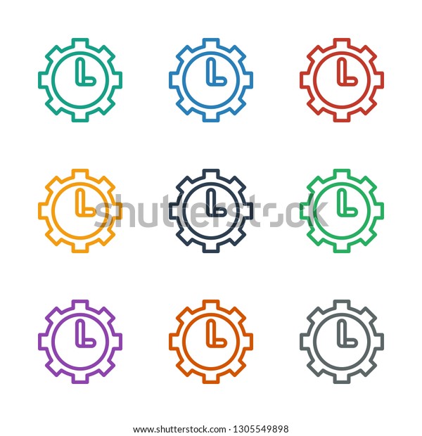 Clock Gear Icon White Background Editable Stock Vector (Royalty Free ...