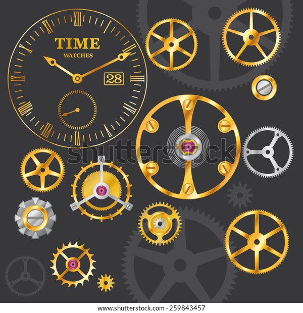 Clock Mechanism Cogs Gears Dial Clock Stock Vector (Royalty Free ...