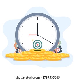 Clock On Gold Coin Blue Background Stock Vector (Royalty Free ...