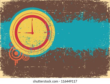 Clock On Grunge Background Textvector Illustration Stock Vector ...