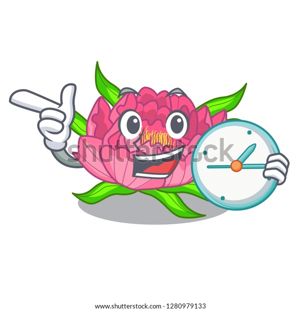 Clock Peony Flowers Cartoon Pots Stock Vector (Royalty Free) 1280979133 ...