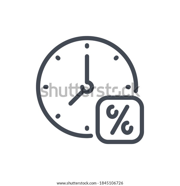 Clock Percentage Line Icon Time Pay Stock Vector (Royalty Free ...