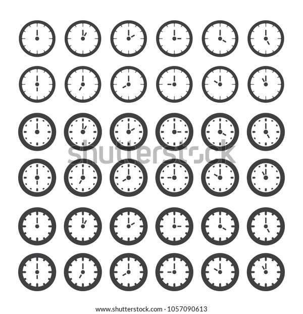Clock Showing Every Hour Icon Set Stock Vector (Royalty Free ...