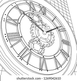 Clock Sketch 3d Illustration Stock Vector (Royalty Free) 1269042610 ...