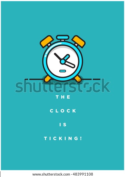 Clock Ticking Alarm Line Art Flat Stock Vector (Royalty Free) 483991108 ...