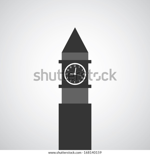 Clock Tower Symbol On Gray Background: vector de stock (libre de ...