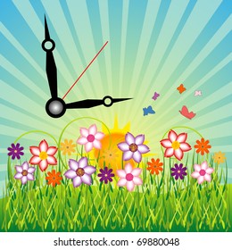 Clockwise Flowers Butterflies Announce Spring Stock Vector (Royalty ...