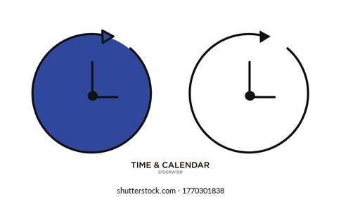 Clockwise Vector Illustration Lineal Color Filled Stock Vector (Royalty ...