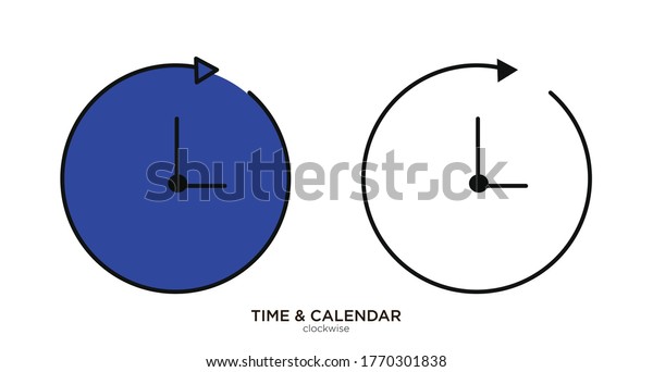 Clockwise Vector Illustration Lineal Color Filled Stock Vector (Royalty ...