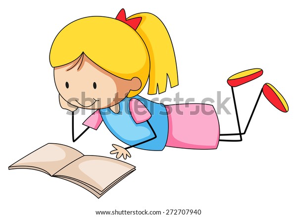 Close Up Girl Reading A Book Alone