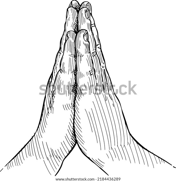 Close Hands Folded Prayer Lateral View: เวกเตอร์สต็อก (ปลอดค่าลิขสิทธิ์ ...