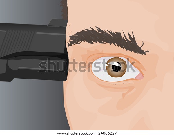 Close Man Gun Head Stock Vector (Royalty Free) 24086227 | Shutterstock