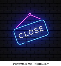Close Neon Banner Design Isolated Vector Stock Vector (Royalty Free ...
