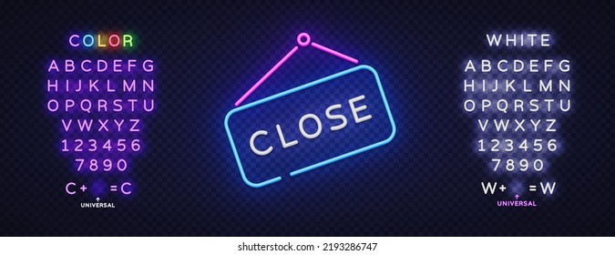 Close Neon Banner Design Isolated Vector Stock Vector (Royalty Free ...
