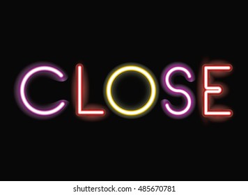 Close Neon Font Icon Text Typography Stock Vector (Royalty Free ...