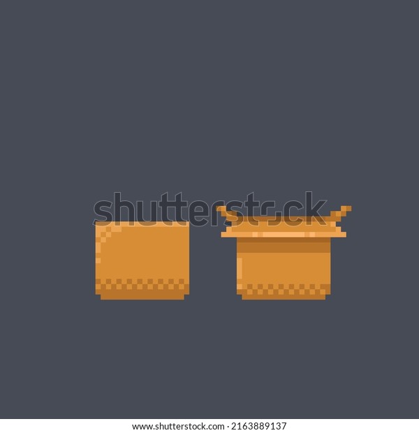 Close Open Cardboard Box Pixel Art: เวกเตอร์สต็อก (ปลอดค่าลิขสิทธิ์ ...