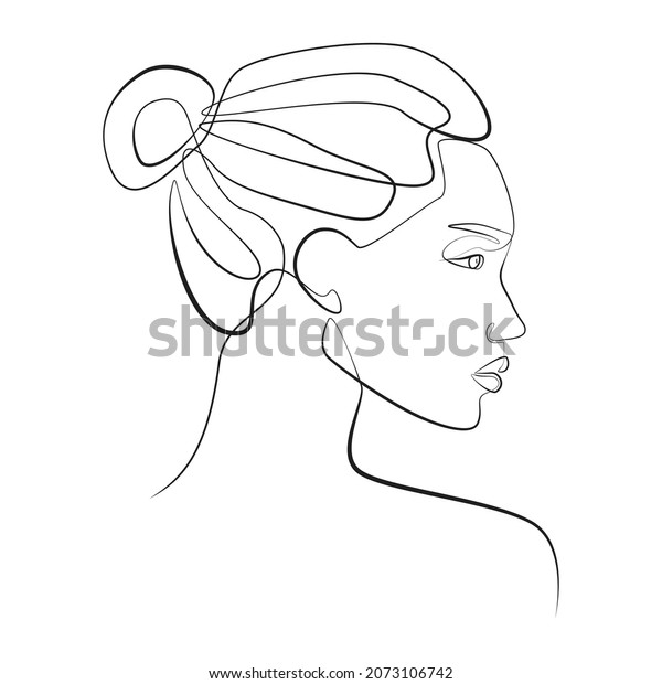 Close Woman Face Side View Line Stock Vector (Royalty Free) 2073106742 ...