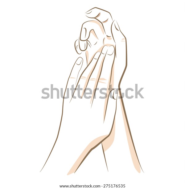 Close Woman Hands Drawn Vector Lines Stock Vector (Royalty Free ...