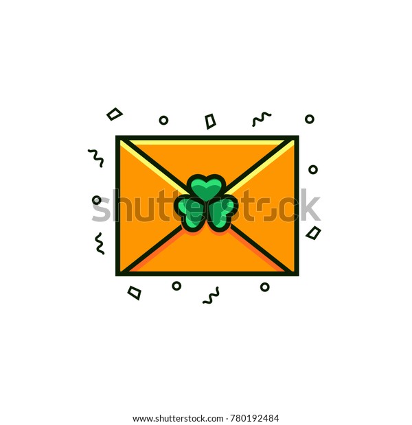 Closed Letter Envelope Shamrock Stamp Flat Stock Vector (Royalty Free ...