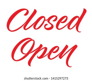 Closed Open Lettering Calligraphy Stock Vector (Royalty Free) 1415297273