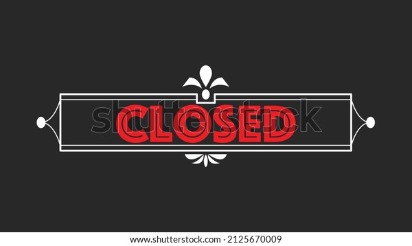 Signo cerrado con fondo negro: vector de stock (libre de regalías ...