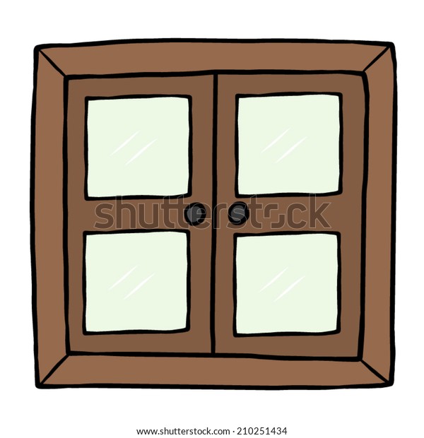 Closed Wooden Window Cartoon Vector Illustration: เวกเตอร์สต็อก (ปลอด ...