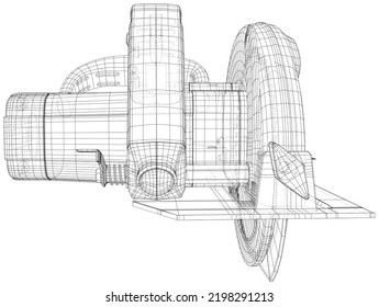 Closeup Circular Saw Outline Drawing Hand Stock Vector (Royalty Free ...