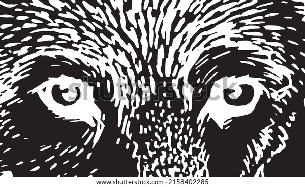 Closeup Graphical Eyes Wolfvector Illustrationwolf Looks Stock Vector ...