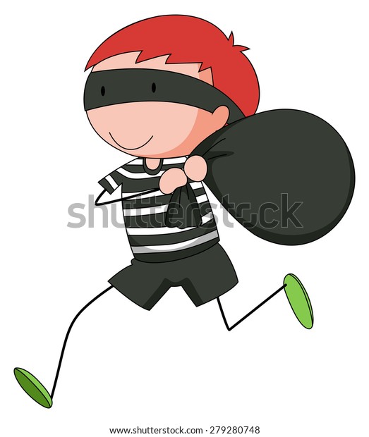 Closeup Robber Running Away Stolen Bag Stock Vector (Royalty Free ...