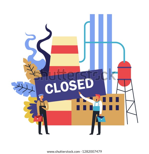 Closing Factory Workers Standing Near Work Stock Vector (Royalty Free ...