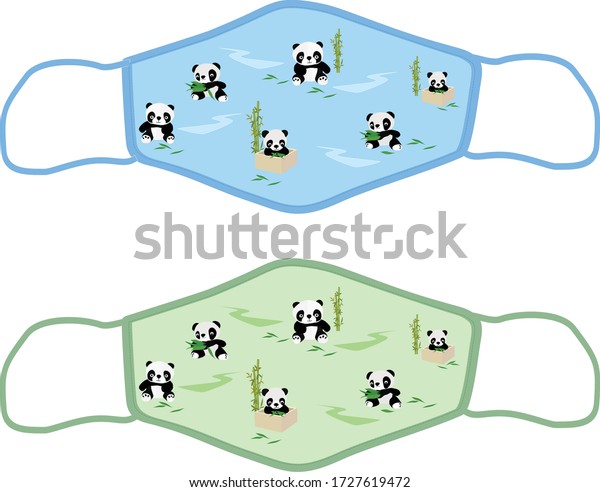 Cloth Face Mask Pattern Kids Panda Stock Vector (Royalty Free ...