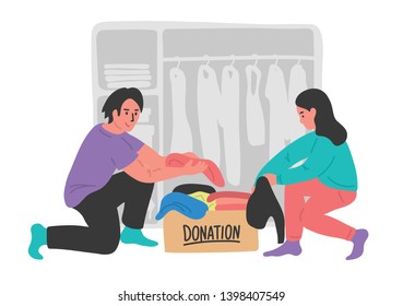Clothes Donation Hand Drawn Young Woman Stock Vector (Royalty Free ...