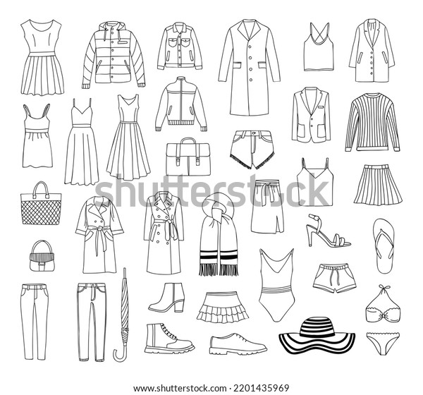 Clothes Doodle Illustration Collection Hand Drawn Stock Vector (Royalty ...
