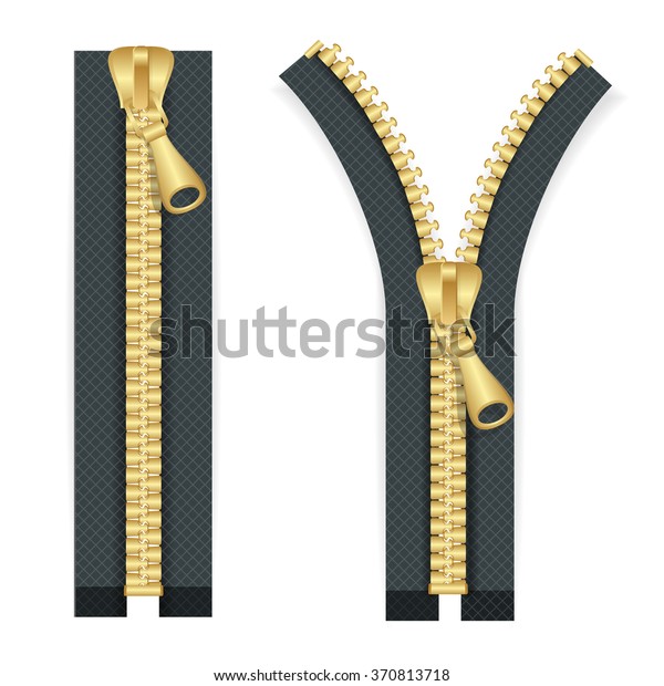 Clothes Golden Zip Set On White Stock Vector (Royalty Free) 370813718 ...