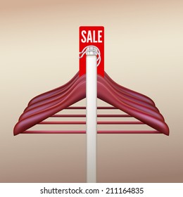 Clothes Hangers Hanging On Rack Sign Stock Vector (Royalty Free ...
