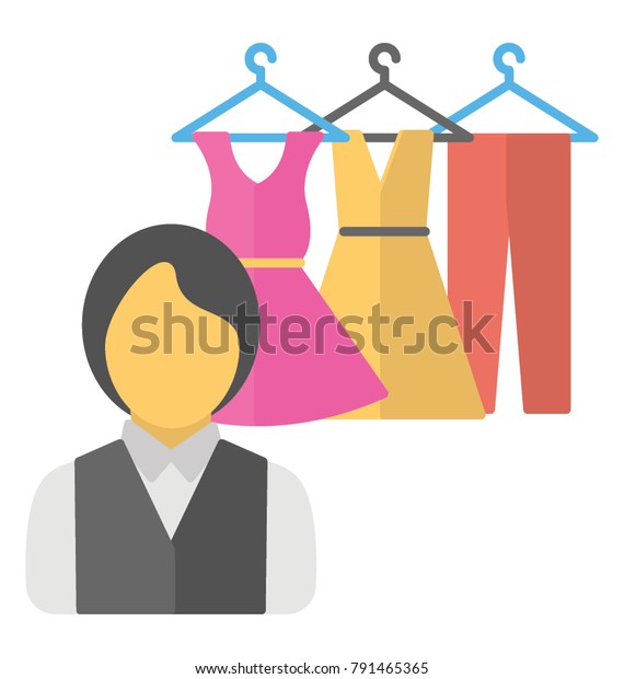 Clothes Hanging Person Standing Flat Icon Stock Vector (Royalty Free ...