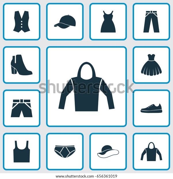 Clothes Icons Set Collection Trunks Cloth Stock Vector (Royalty Free ...