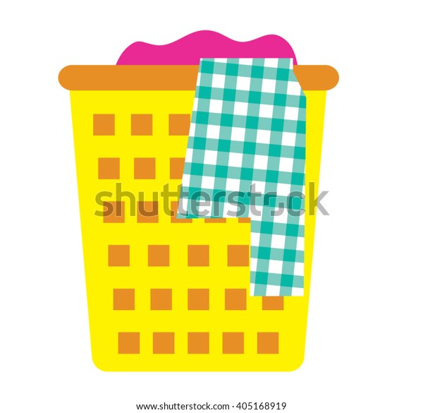 Clothes Laundry Basket Vector Illustration Stock Vector (Royalty Free ...