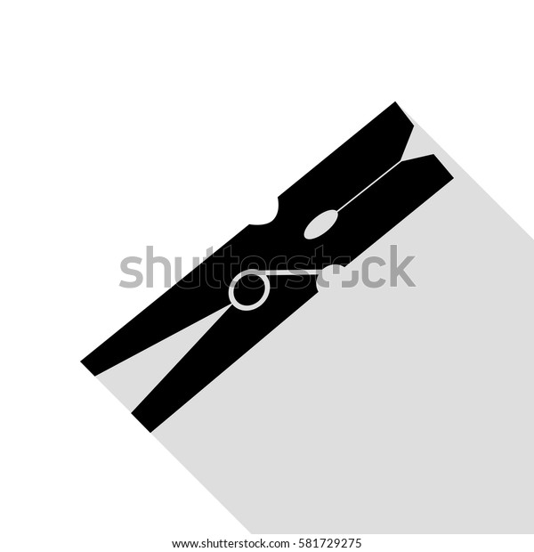 Clothes Peg Sign Black Icon Flat Stock Vector (Royalty Free) 581729275 ...