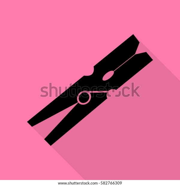 Clothes Peg Sign Black Icon Flat Stock Vector (Royalty Free) 582766309 ...