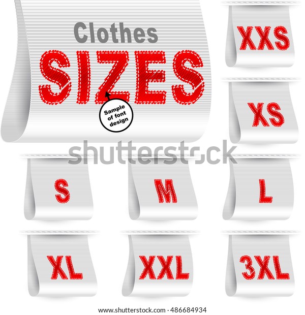 Clothes Size Labels Standard Designation Symbols Stock Vector (Royalty ...