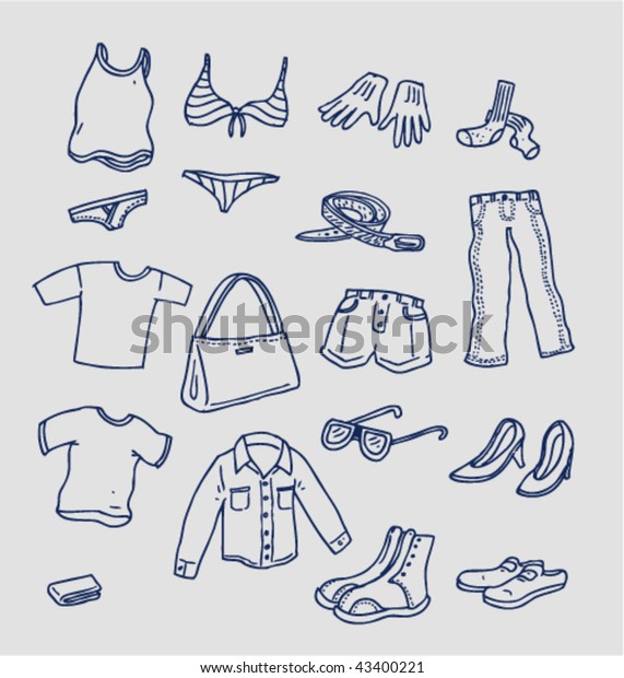 Clothing Doodles Vector Illustrations Stock Vector (Royalty Free) 43400221