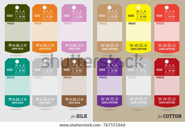 Clothing Tag Labels Sizing Universal Textile Stock Vector (Royalty Free ...