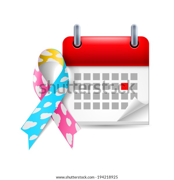 Cloud Awareness Ribbon Calendar Marked Day Stock Vector (Royalty Free ...