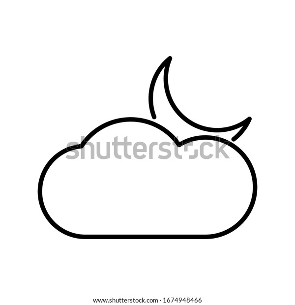 Cloud Half Moon Icon Vector Outline: เวกเตอร์สต็อก (ปลอดค่าลิขสิทธิ์ ...