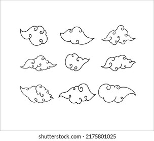 Cloud Line Art Illustration Collection Stock Vector (Royalty Free ...